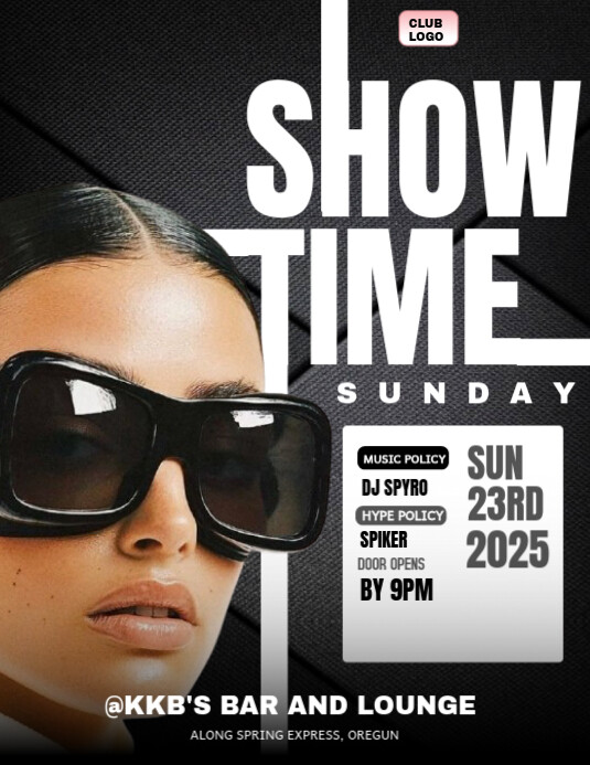 Black Maximalist Showtime Sunday Party Flyer (us Letter) Template ...