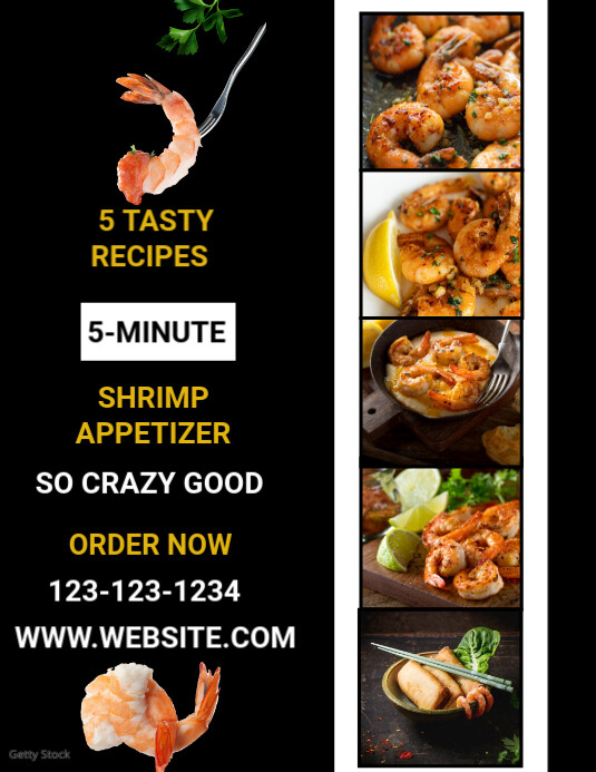 Copy of Black Maximalist Shrimp Appetizer Flyer (us Letter) | PosterMyWall