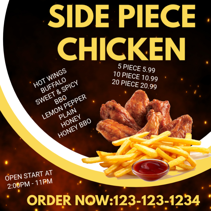 Black Maximalist Side Piece Chicken Menu Instagram Post Template ...