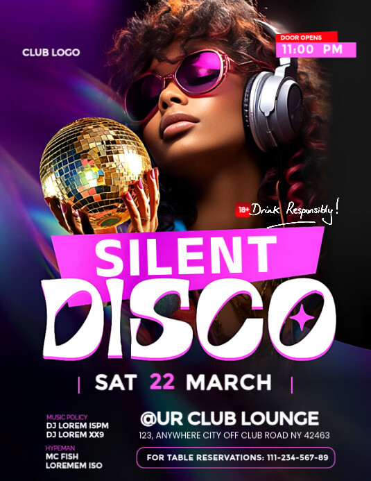 Copy of Black Maximalist Silent Disco Night Club Flyer Flyer (us Letter) | PosterMyWall