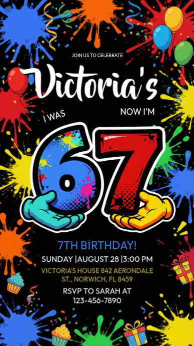 Black Maximalist Six Seven Meme Invitation Instagram Story Template ...