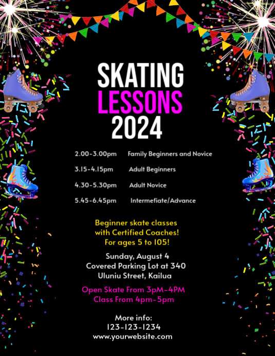 Copy of Black Maximalist Skating Lessons Flyer (us Letter) | PosterMyWall