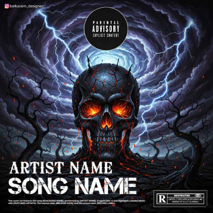 Black Maximalist Skull Storm Vibe Album Cover Template | PosterMyWall