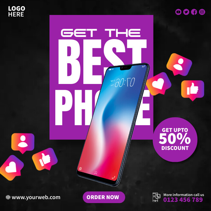 Black Maximalist Smart Phone Instagram Post Template | PosterMyWall