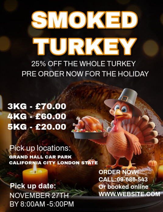 Copy of Black Maximalist Smoked Turkey Sale Promotion Template Flyer ...