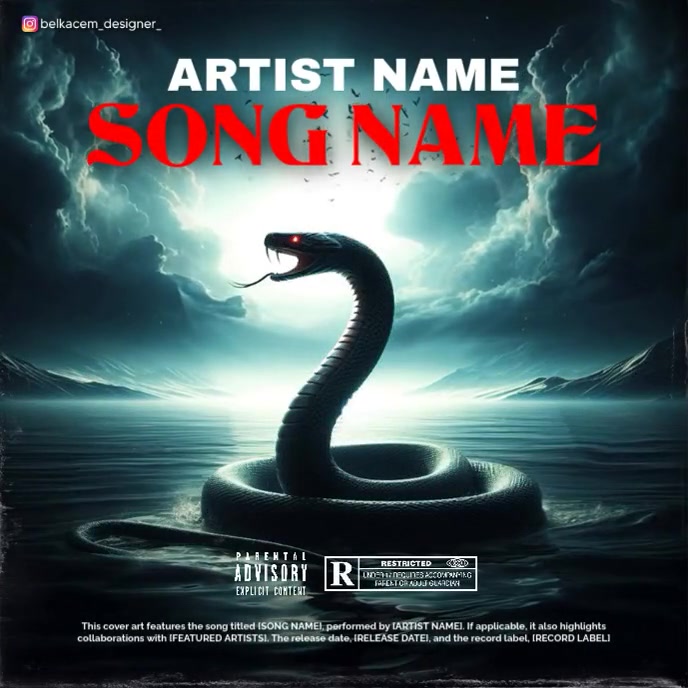 Black Maximalist Snake Sea Motion Album Cover Template | PosterMyWall