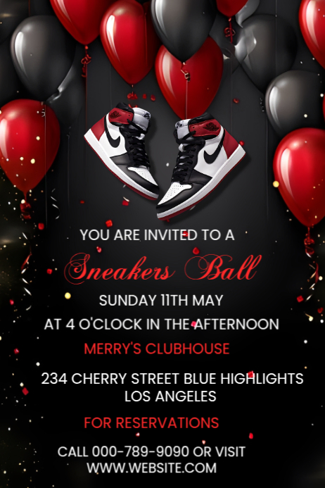 Black Maximalist Sneakers Ball Flyer Template Poster | PosterMyWall