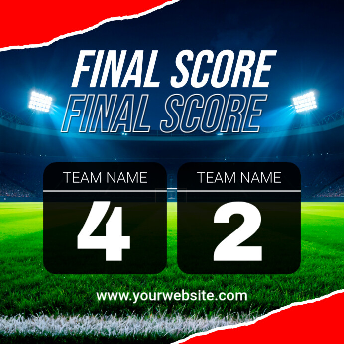 Plantilla de Black Maximalist Soccer Final Score Instagram Post ...
