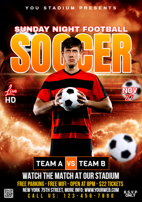 Black Maximalist Soccer Flyer A4 Template | PosterMyWall