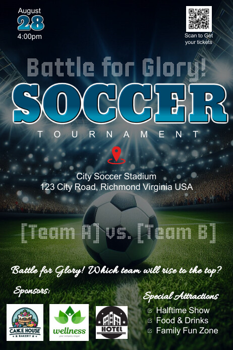 Black Maximalist Soccer Football Tournament S Template | PosterMyWall