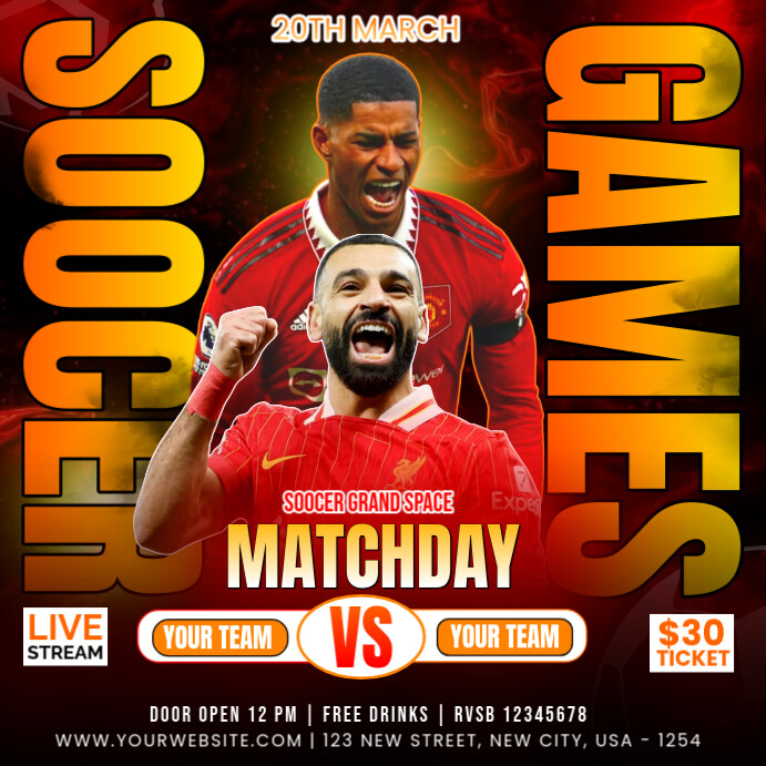 Copy of Black Maximalist Soccer Matchday Instagram Post | PosterMyWall