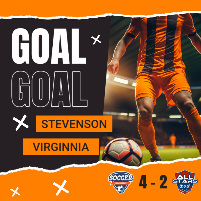 Copy of Black Maximalist Soccer Player Goal Instagram Post | PosterMyWall