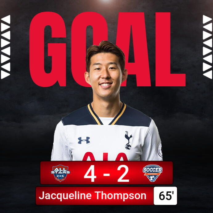 Copy of Black Maximalist Soccer Player Goal Instagram Post | PosterMyWall