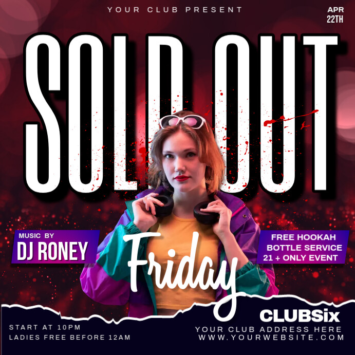 Black Maximalist Sold Out Night Instagram Post Template | PosterMyWall