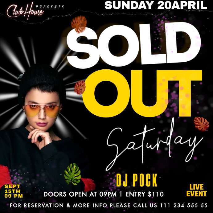 Black Maximalist Sold Out Night Instagram Pos Template | PosterMyWall