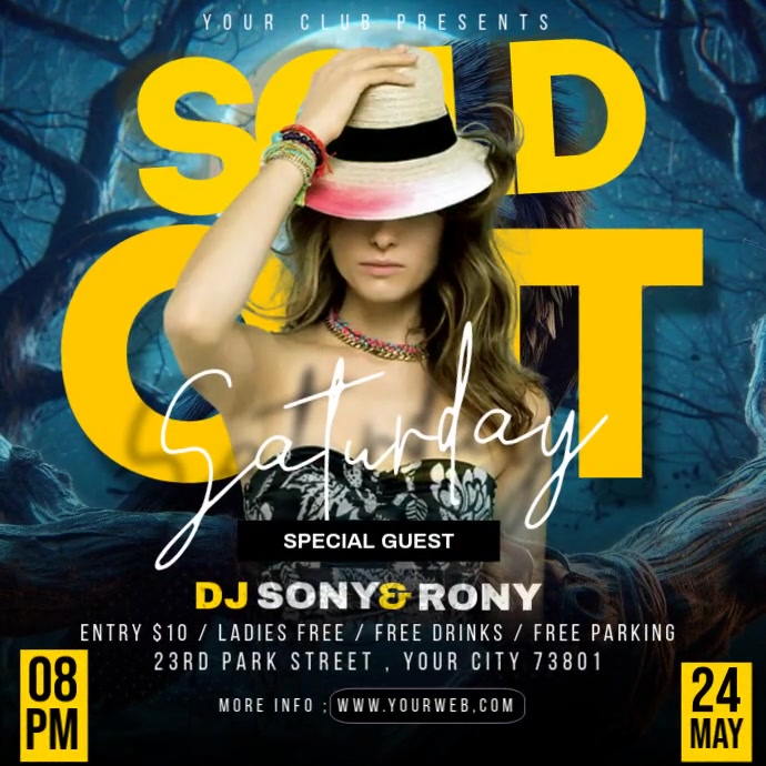 Copy of Black Maximalist Sold Out Night Party Instagram Post | PosterMyWall