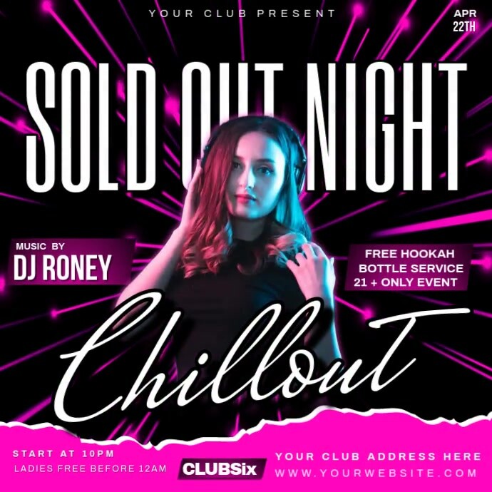 Black Maximalist Sold Out Night Party Instagram Post Template ...