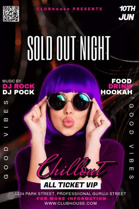 Black Maximalist Sold Out Night Poster Template | PosterMyWall