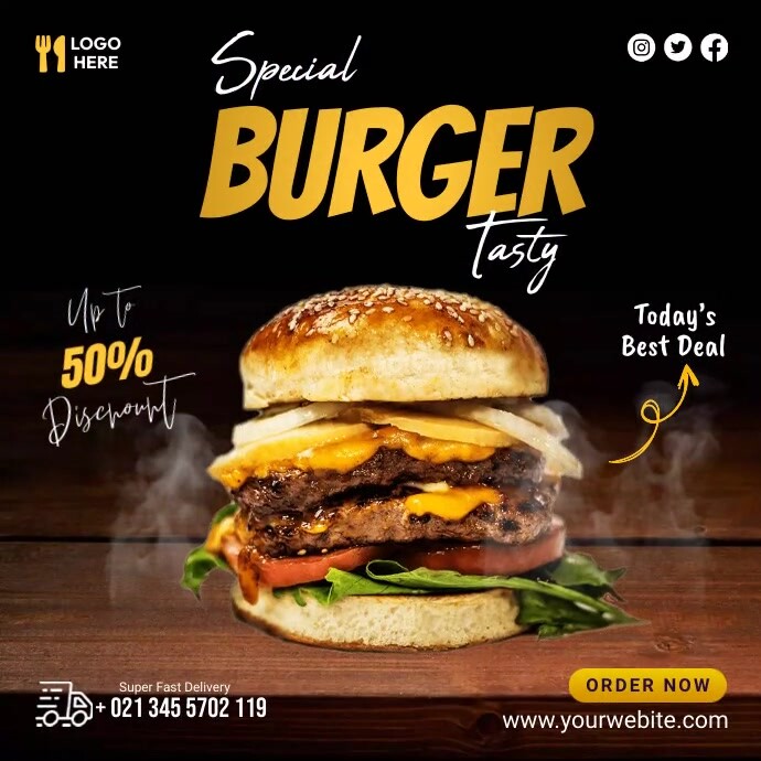 Plantilla de Black Maximalist Special Burger Instagram Pos | PosterMyWall