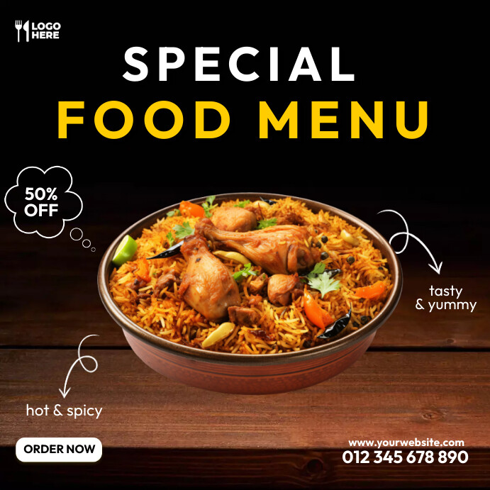 Plantilla de Black Maximalist Special Food Menu Instagram | PosterMyWall