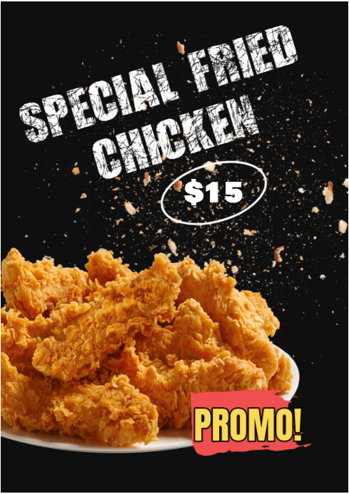 Copia de Black Maximalist Special Fried Chicken Promo Menu A4 ...