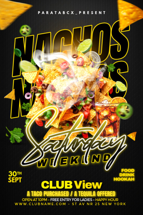 Black Maximalist Special Nachos Restaurant Flyer Poster Template ...