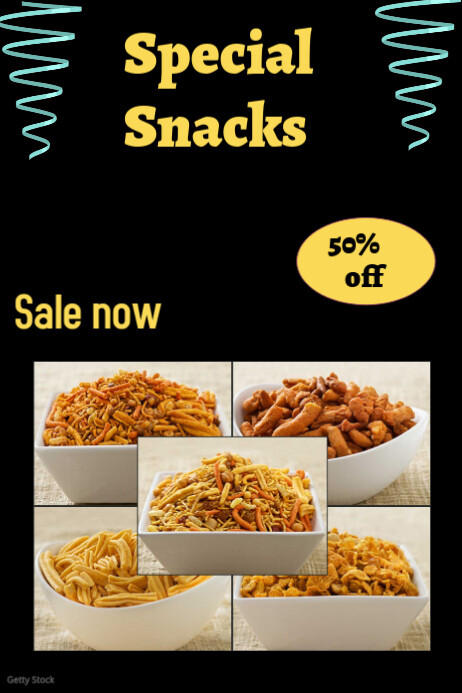 Black Maximalist Special Snacks Poster Template | PosterMyWall