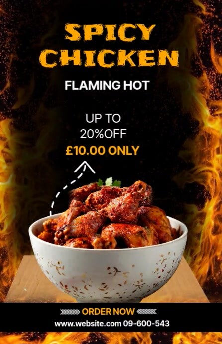 Black Maximalist Spicy Chicken Promotion Temp Template | PosterMyWall