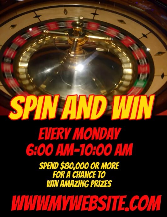 Plantilla de Black Maximalist Spin To Win Flyer (us Letter) | PosterMyWall
