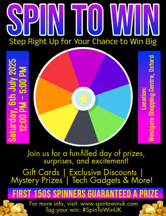 Copy of Black Maximalist Spin To Win Flyer Flyer (us Letter) | PosterMyWall