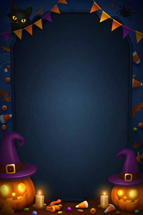 Black Maximalist Spooky Halloween Night Border Frame Poster Template ...