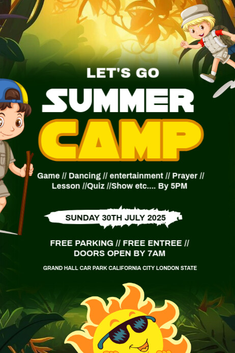 Black Maximalist Summer Camp Invitation Template Design Poster ...