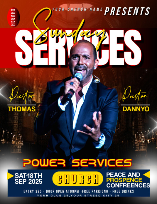 Black Maximalist Sunday Church Power Services Flyer (us Letter ...