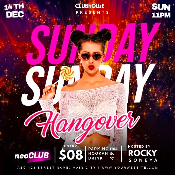 Black Maximalist Sunday Hangover Night Party Template | PosterMyWall