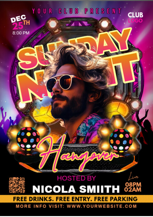 Copy of Black Maximalist Sunday Hangover Night Party A4 | PosterMyWall