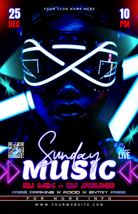 Black Maximalist Sunday Music Party Tabloid Template | PosterMyWall