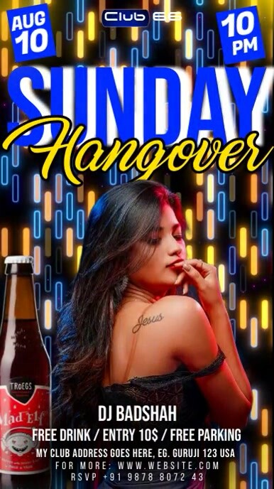 Black Maximalist Sunday Night Hangover Party Template | PosterMyWall