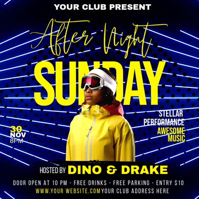 Black Maximalist Sunday Night Instagram Post Template | PosterMyWall