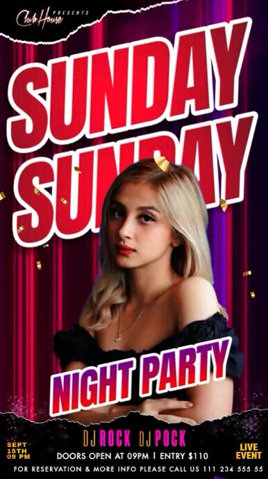 Black Maximalist Sunday Night Party Ads Insta Template | PosterMyWall