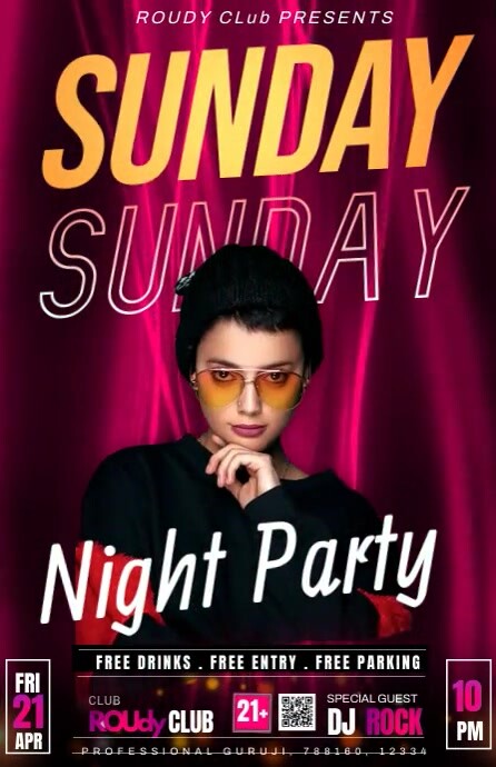 Black Maximalist Sunday Night Party Ads Tablo Template | PosterMyWall