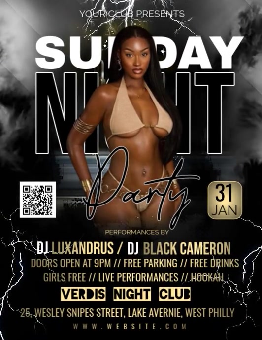 Black Maximalist Sunday Night Party Flyer (us Letter) Template | PosterMyWall
