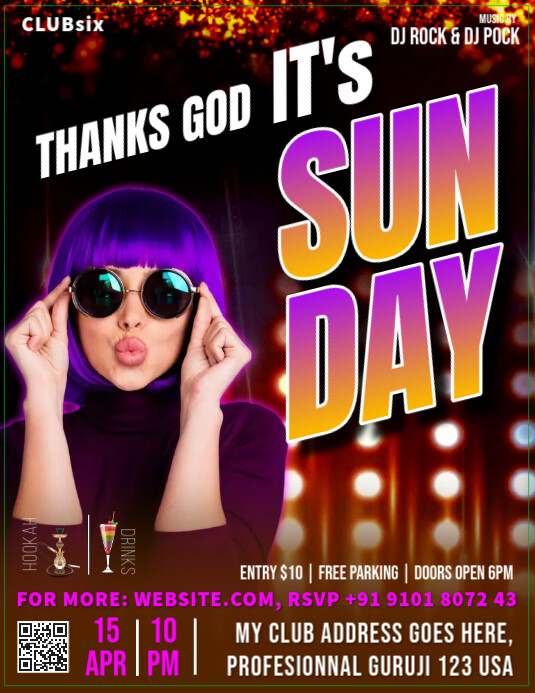 Black Maximalist Sunday Night Party Flyer (us Template | PosterMyWall