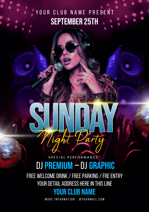 Black Maximalist Sunday Night Party Flyer Tem Template | PosterMyWall