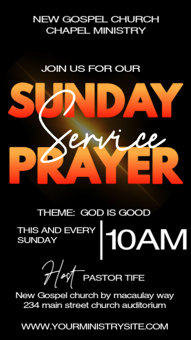 Plantilla de Black Maximalist Sunday Service Church Whatsapp Status ...