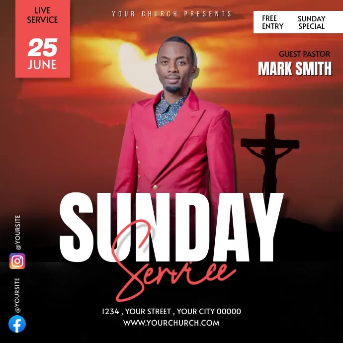 Black Maximalist Sunday Service Instagram Pos Template | PosterMyWall