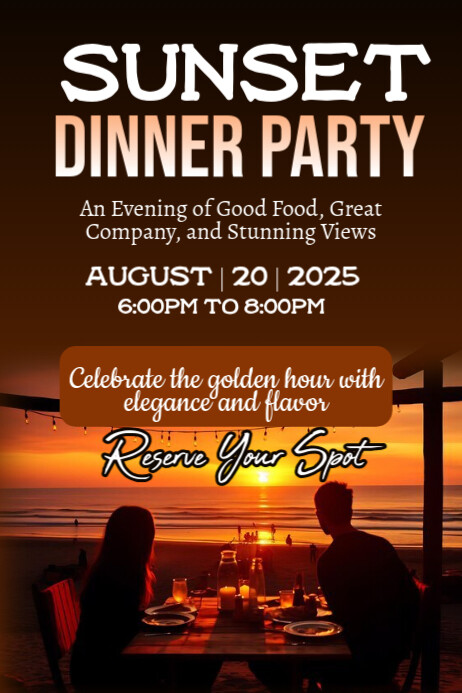Copy of Black Maximalist Sunset Dinner Party Poster | PosterMyWall