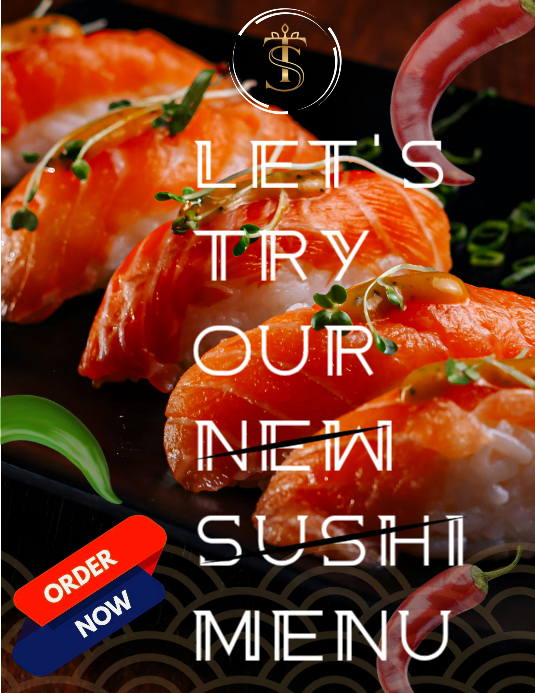 Copy of Black Maximalist Sushi Flyer Flyer (us Letter) | PosterMyWall