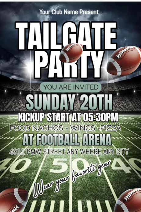 Copy of Black Maximalist Tailgate Foodball Poster | PosterMyWall
