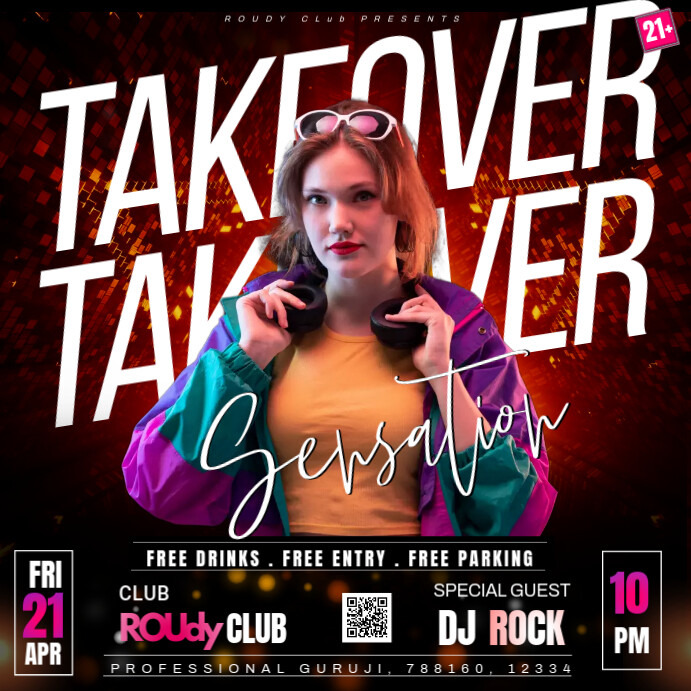 Black Maximalist Takeover Night Party Instagram Post Template ...