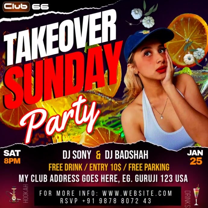 Black Maximalist Takeover Night Square (1:1) Template | PosterMyWall